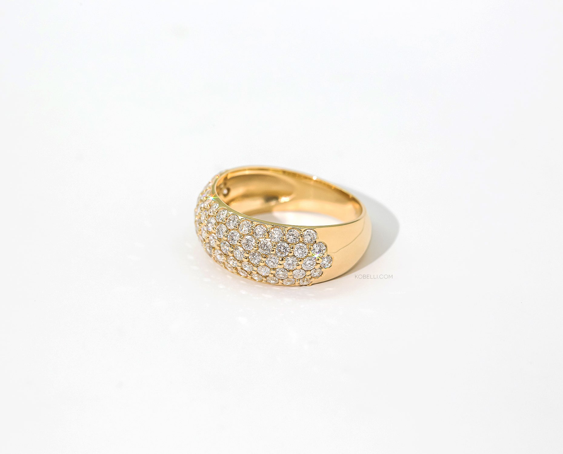 Domed Pavé Diamond Puff Band 1-1/4 Carats TDW in 14K Gold – Kobelli
