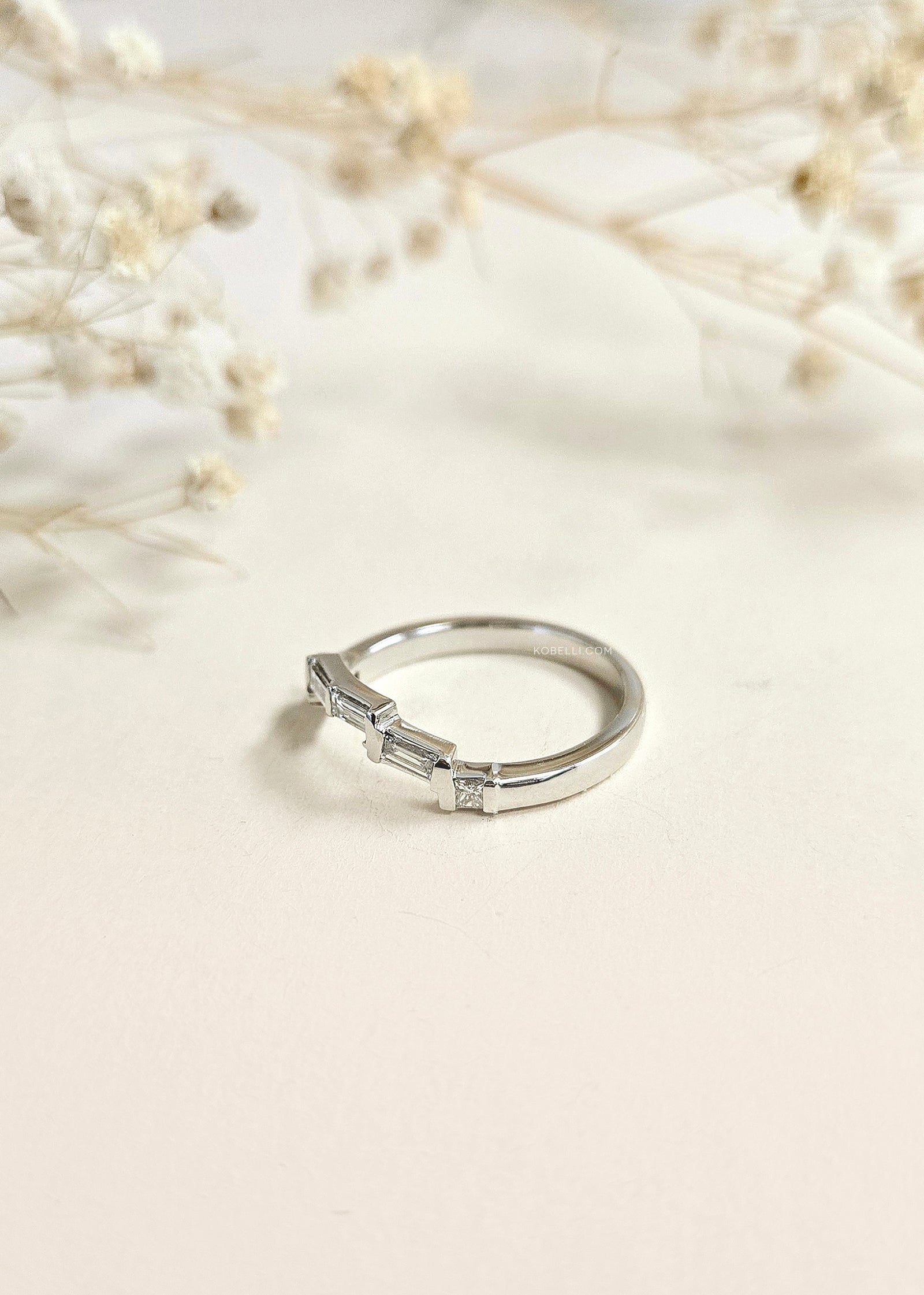 Kobelli Radiant & Trapezoid 3-Stone Fancy Yellow and White Diamond ...