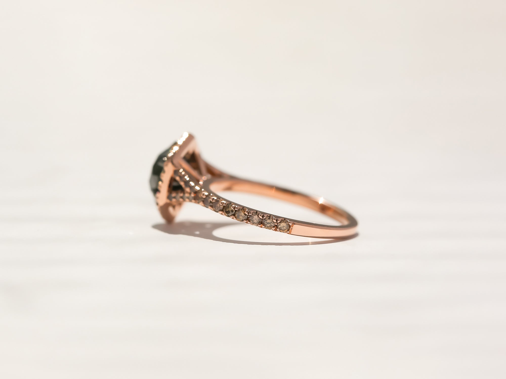 Jinx Hexagon Halo Black and Brown Diamond Ring in 14k Rose Gold (Size 6 ...