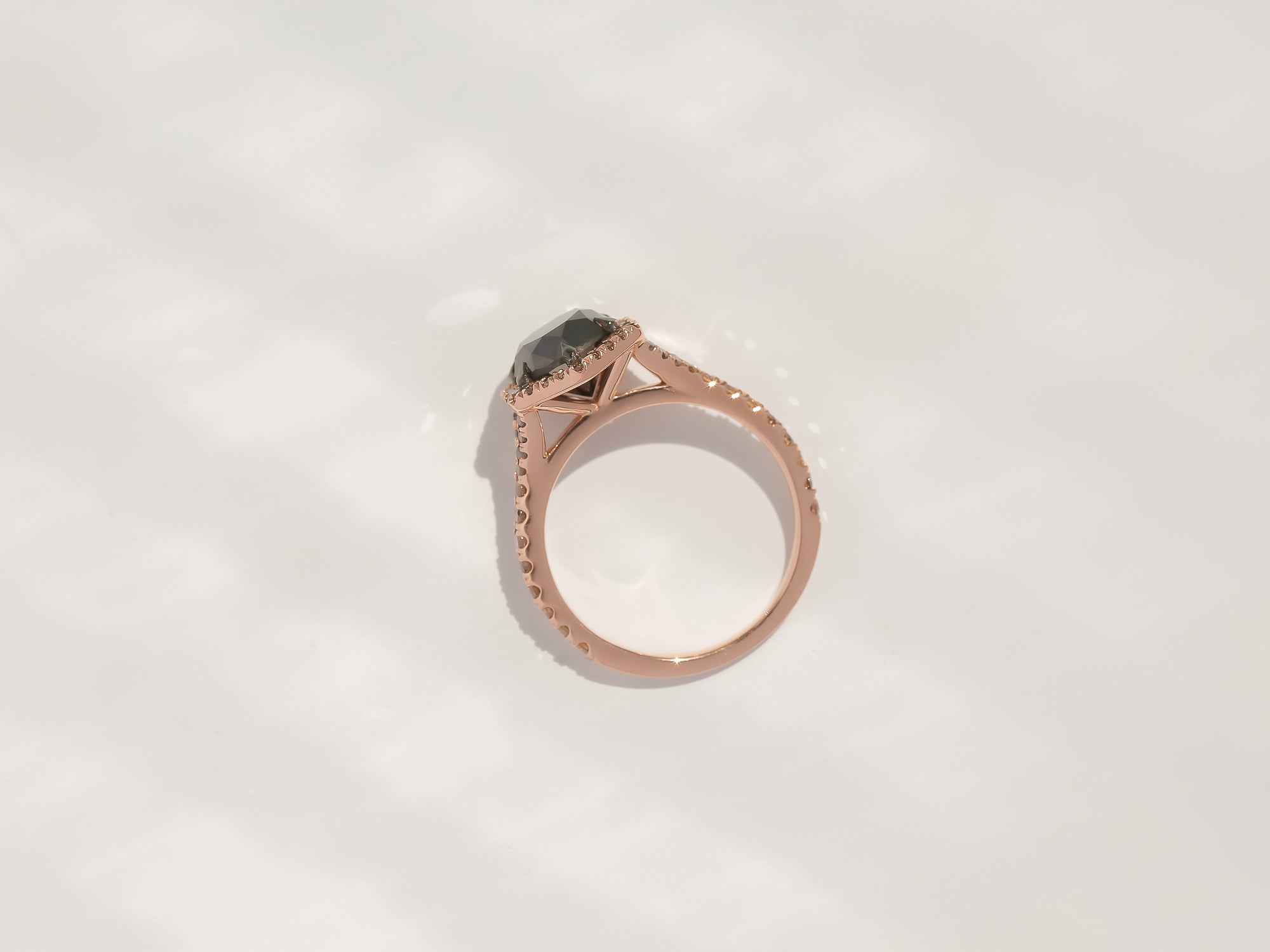 Jinx Hexagon Halo Black and Brown Diamond Ring in 14k Rose Gold (Size 6 ...