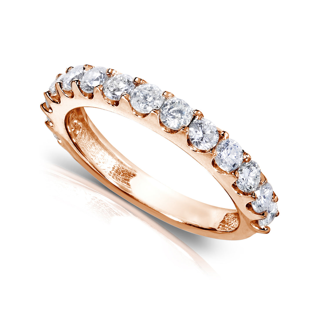 Kobelli Round Lab-Grown Diamond Half Eternity Wedding Band in 14k Gold ...
