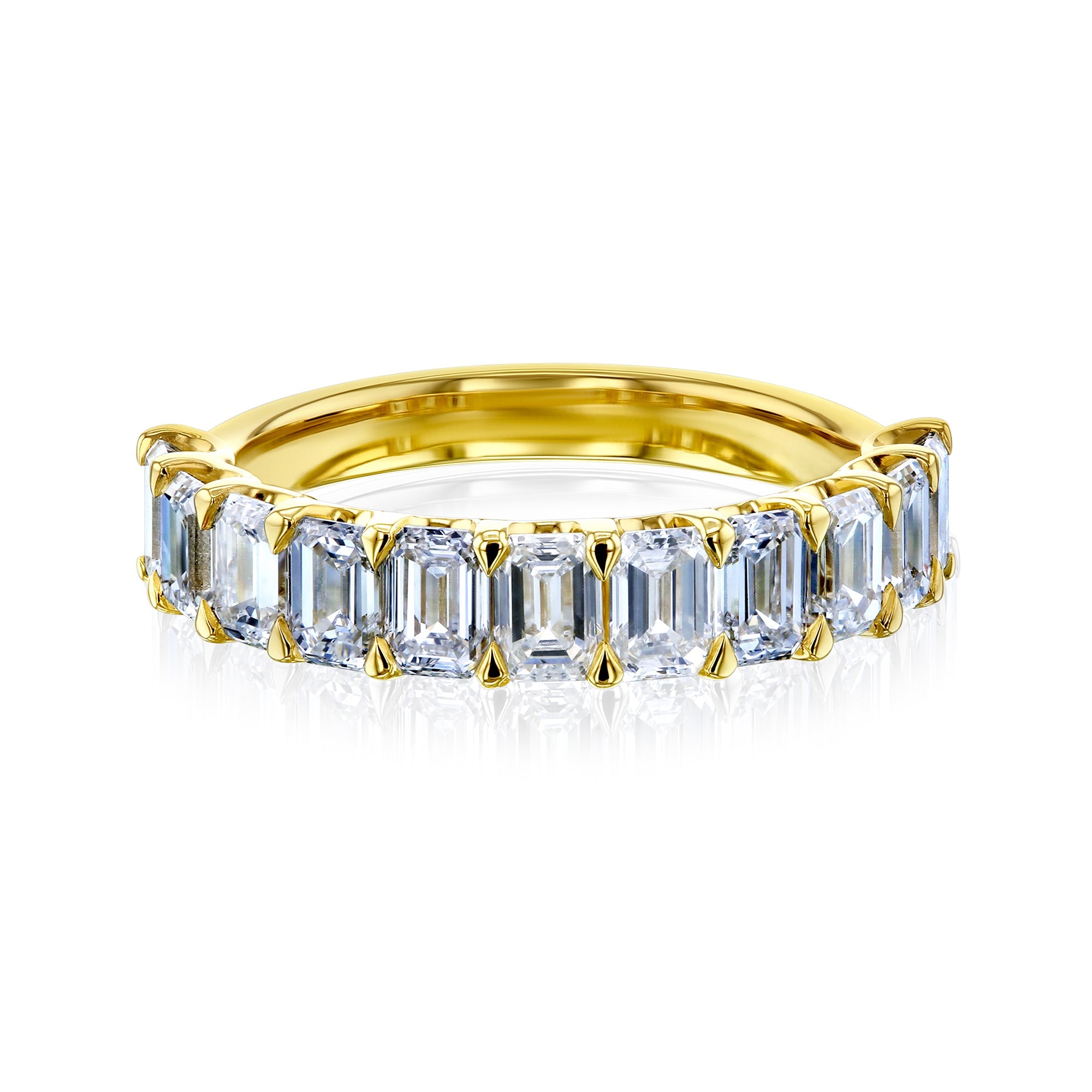 Kobelli Emerald Lab-Grown Diamond U-Prong Wedding Band in 14k Gold ...