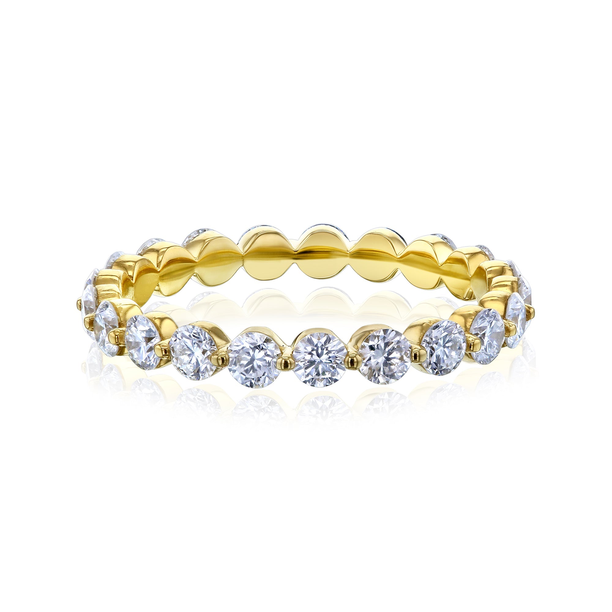 Round-cut Eternity Diamond Shared-Prong Bubble Band in 14k Gold – Kobelli