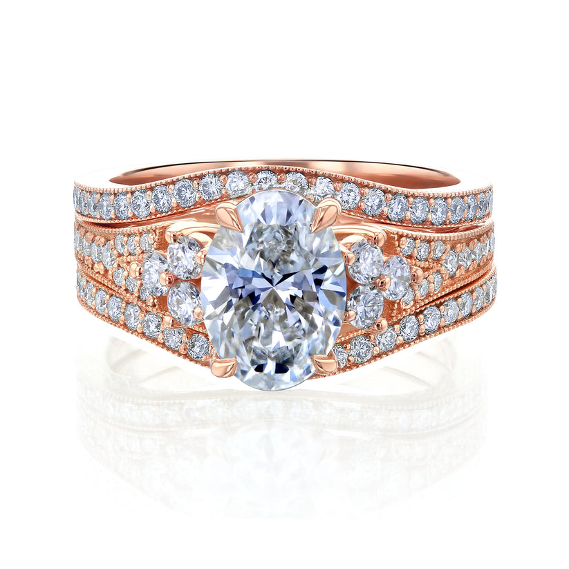 Kobelli Certified Lab-Grown Diamond Oval Side Cluster Split Shank ...