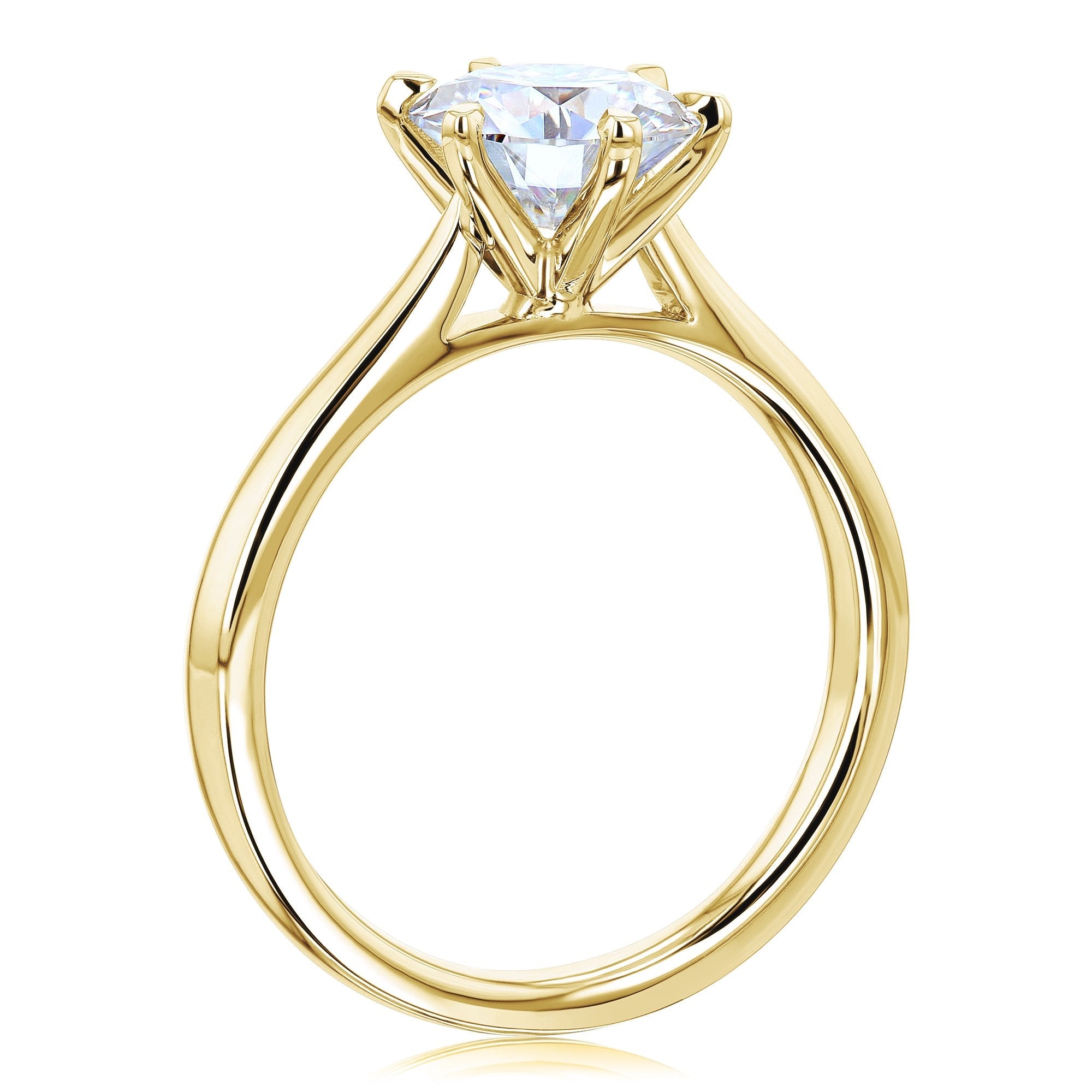 Kobelli Certified Cathedral Solitaire 2 Carat Round Brilliant-cut Lab-Grown Diamond Taper Band ...