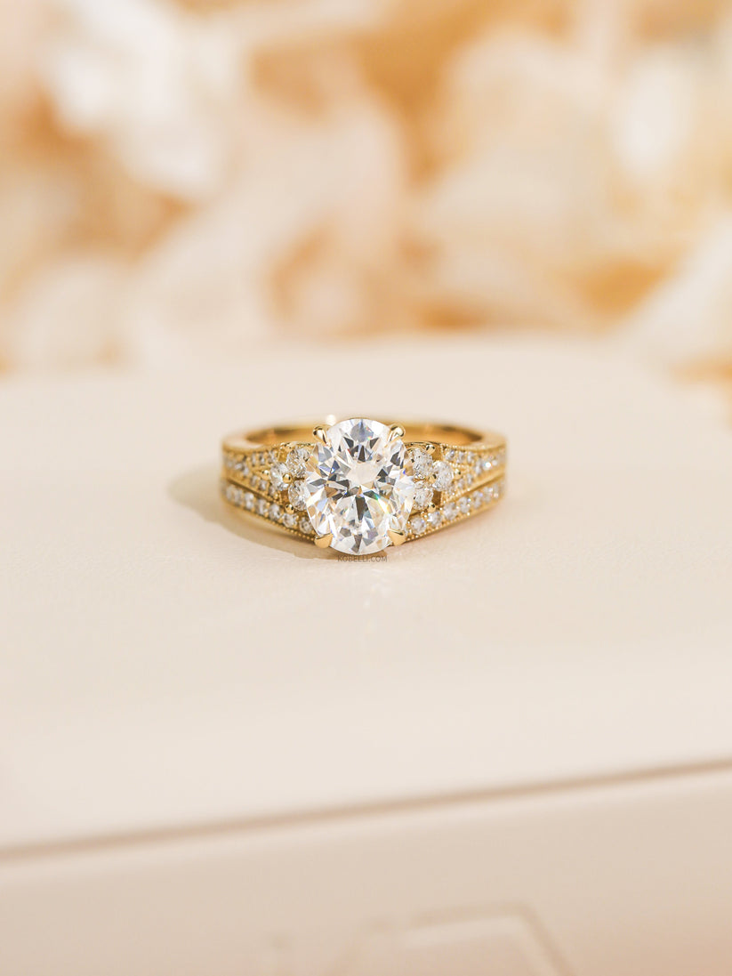 Kobelli Certified Lab-Grown Diamond Oval Side Cluster Split Shank ...
