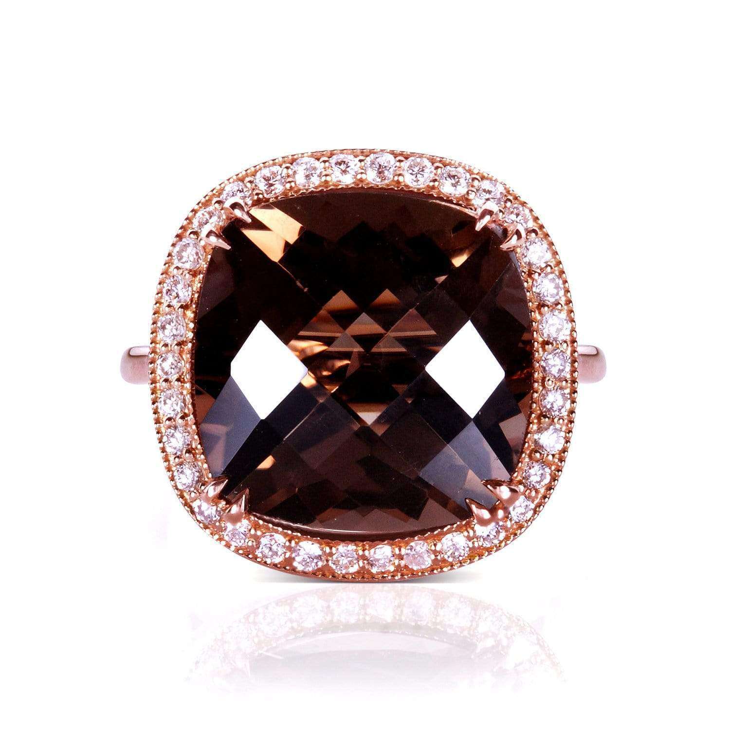 Smoky Quartz and Diamond Ring 14k Rose Gold (8 1/4 CTW) – Kobelli