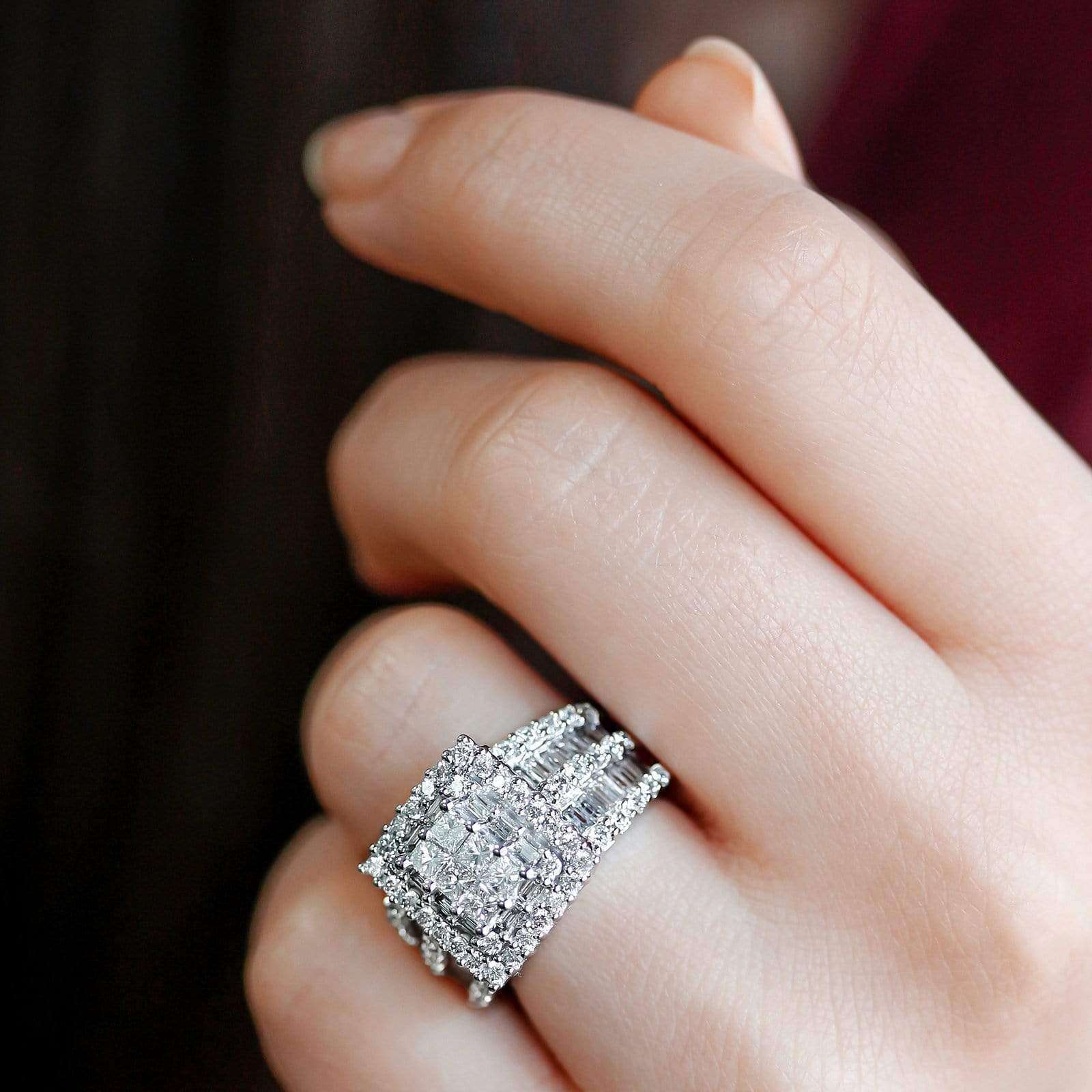 2 Carats Square Cluster Diamond Engagement Ring – Kobelli