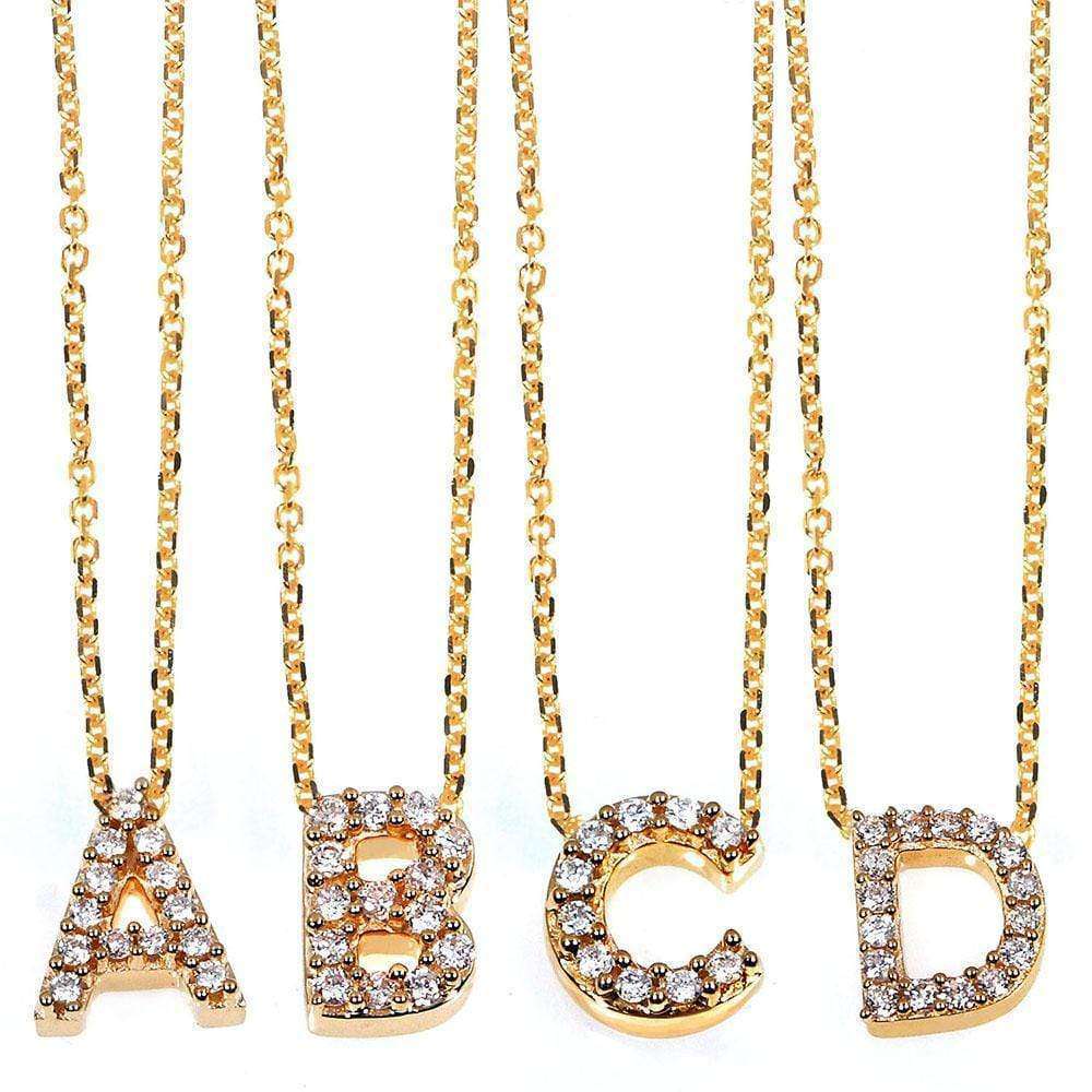 Small Dainty Custom Personalized Initial A-Z Letter Diamond Pendant in ...