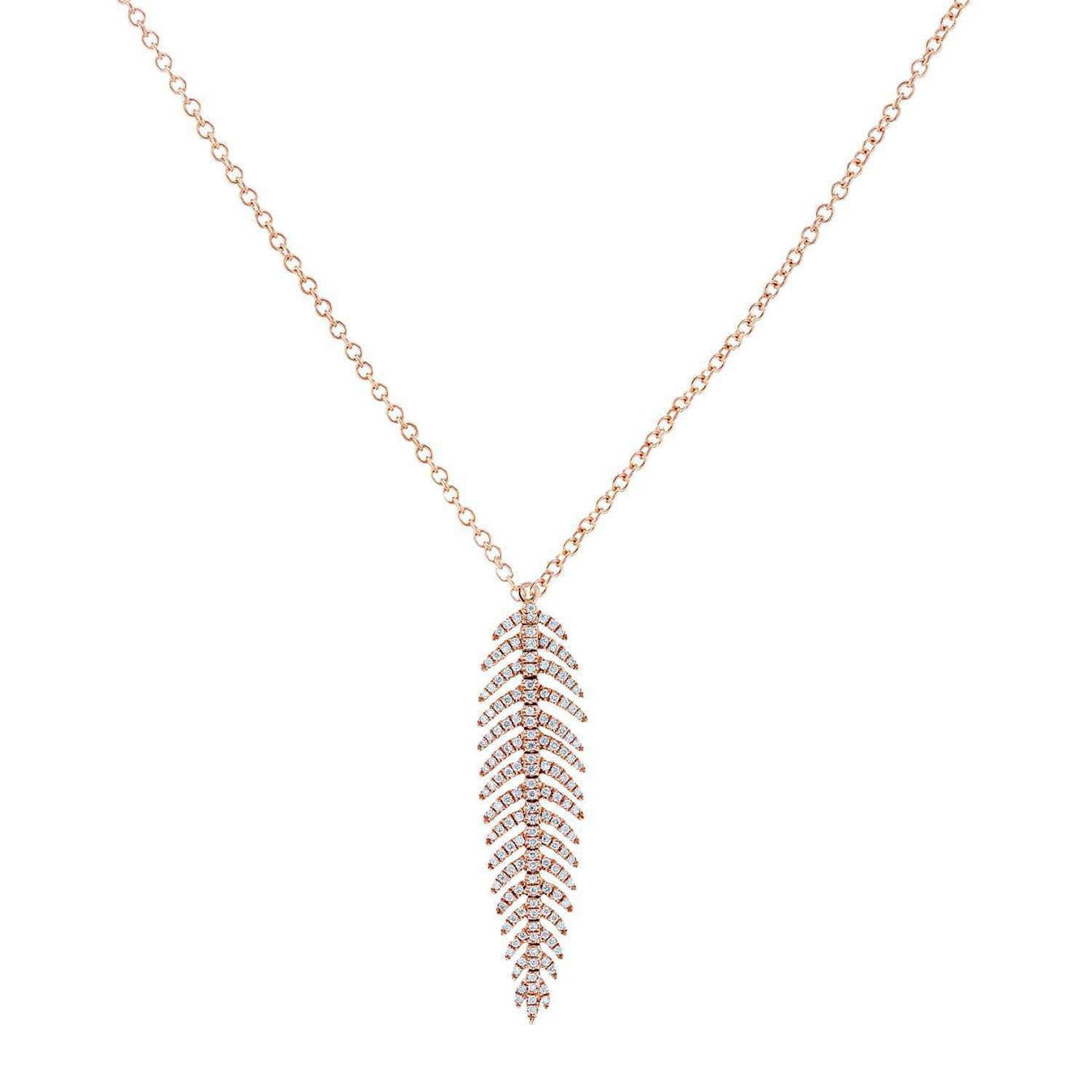 Diamond Feather Necklace 2/5 CTW 14k Rose Gold – Kobelli