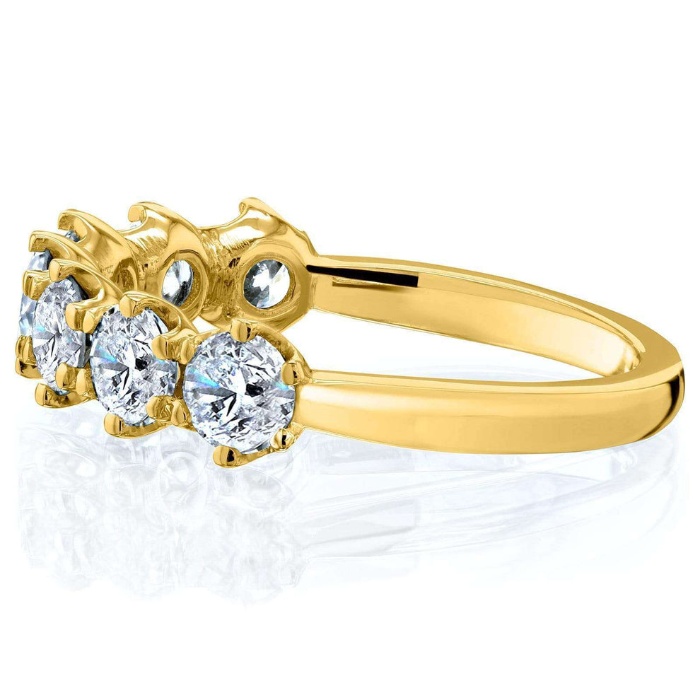 7-Stone Prong Set Diamond Ring 1 1/4 Carat TW in 14k Yellow Gold – Kobelli