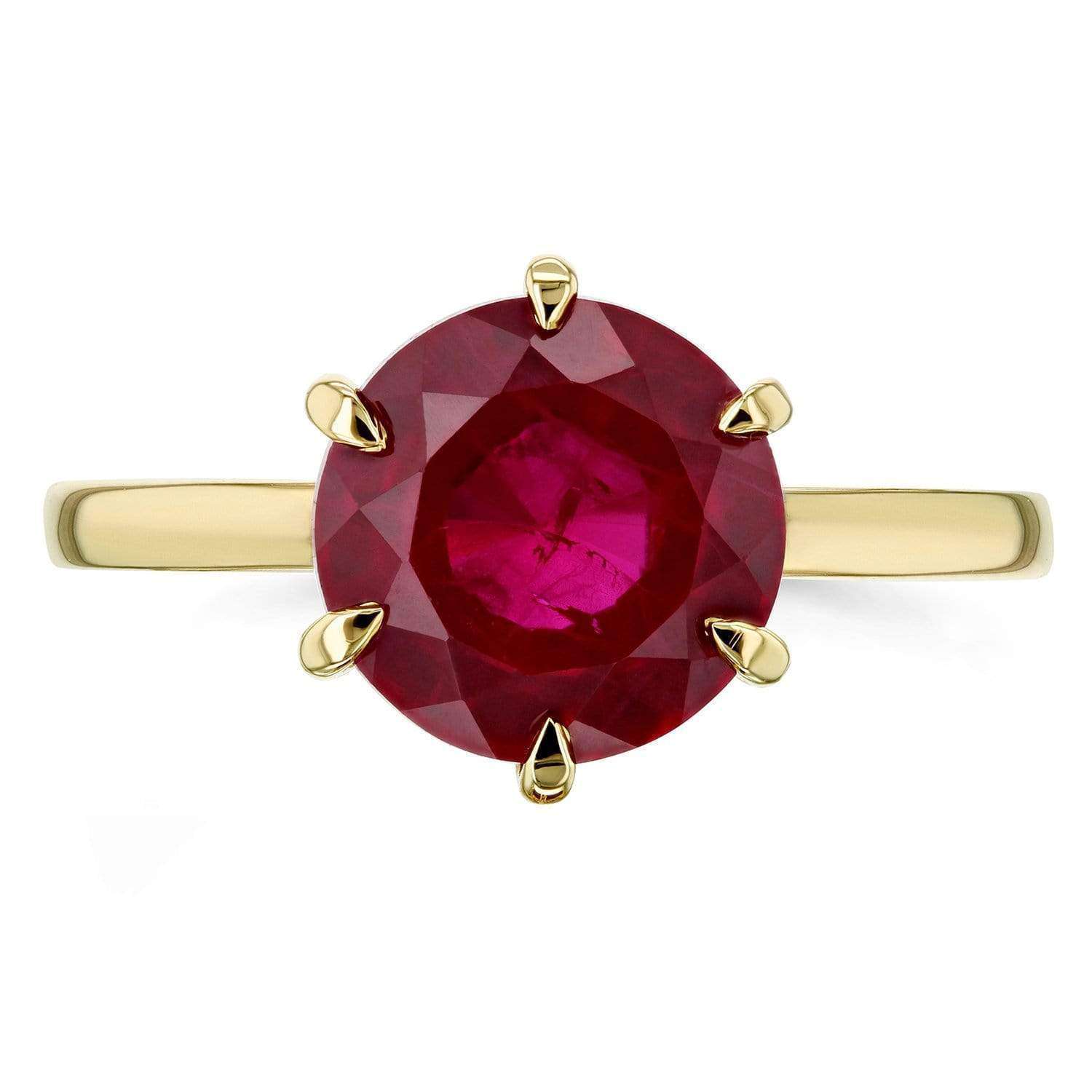 Created Red Ruby 6-Prong Solitaire Ring 10 mm 14k Yellow Gold – Kobelli