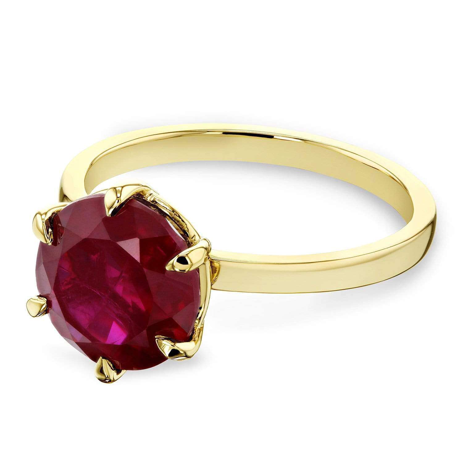 Created Red Ruby 6-Prong Solitaire Ring 10 mm 14k Yellow Gold – Kobelli
