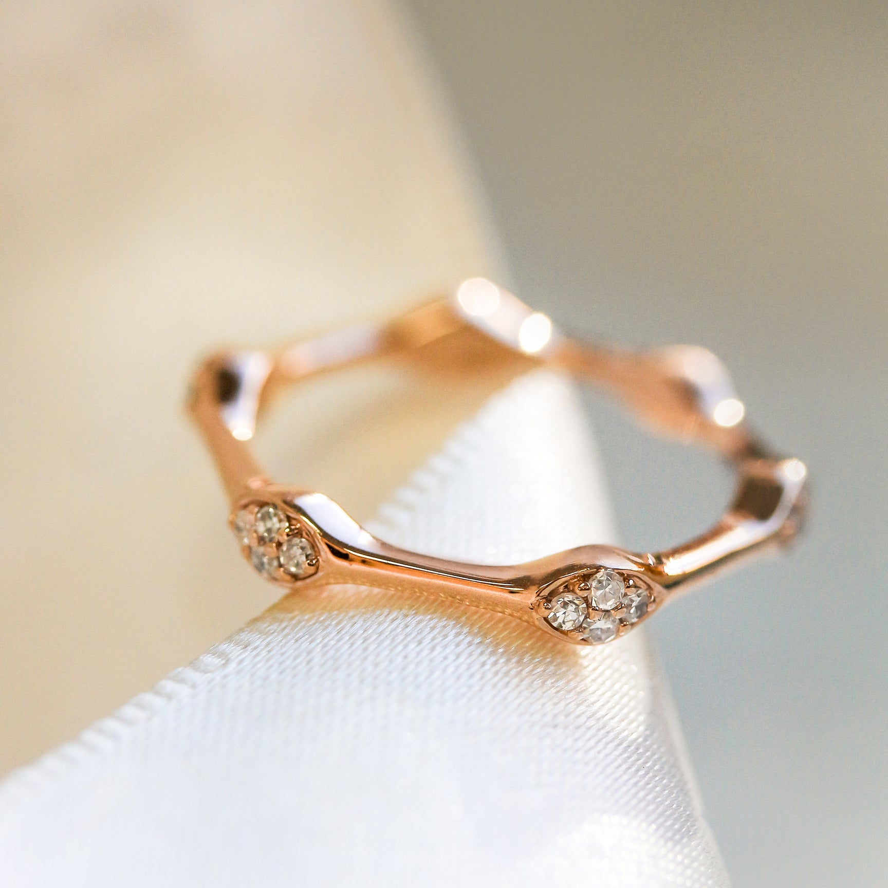 1/10ct.tw Quad Cluster Diamond Pattern Slender 10k Rose Gold Fashion ...
