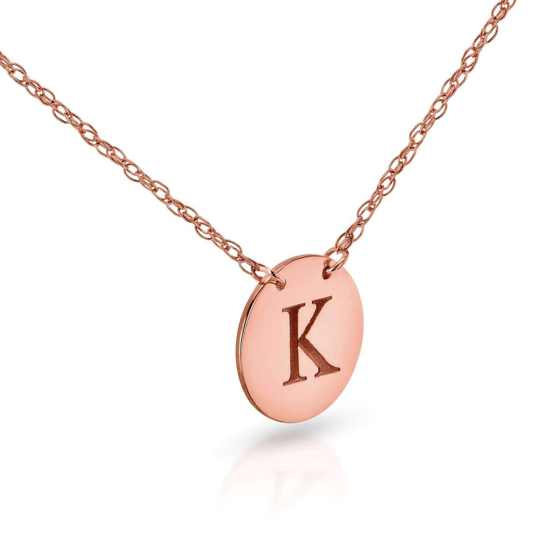 Personalized Mini Round Disk Initial Pendant 14k Gold (18" Adjustable ...
