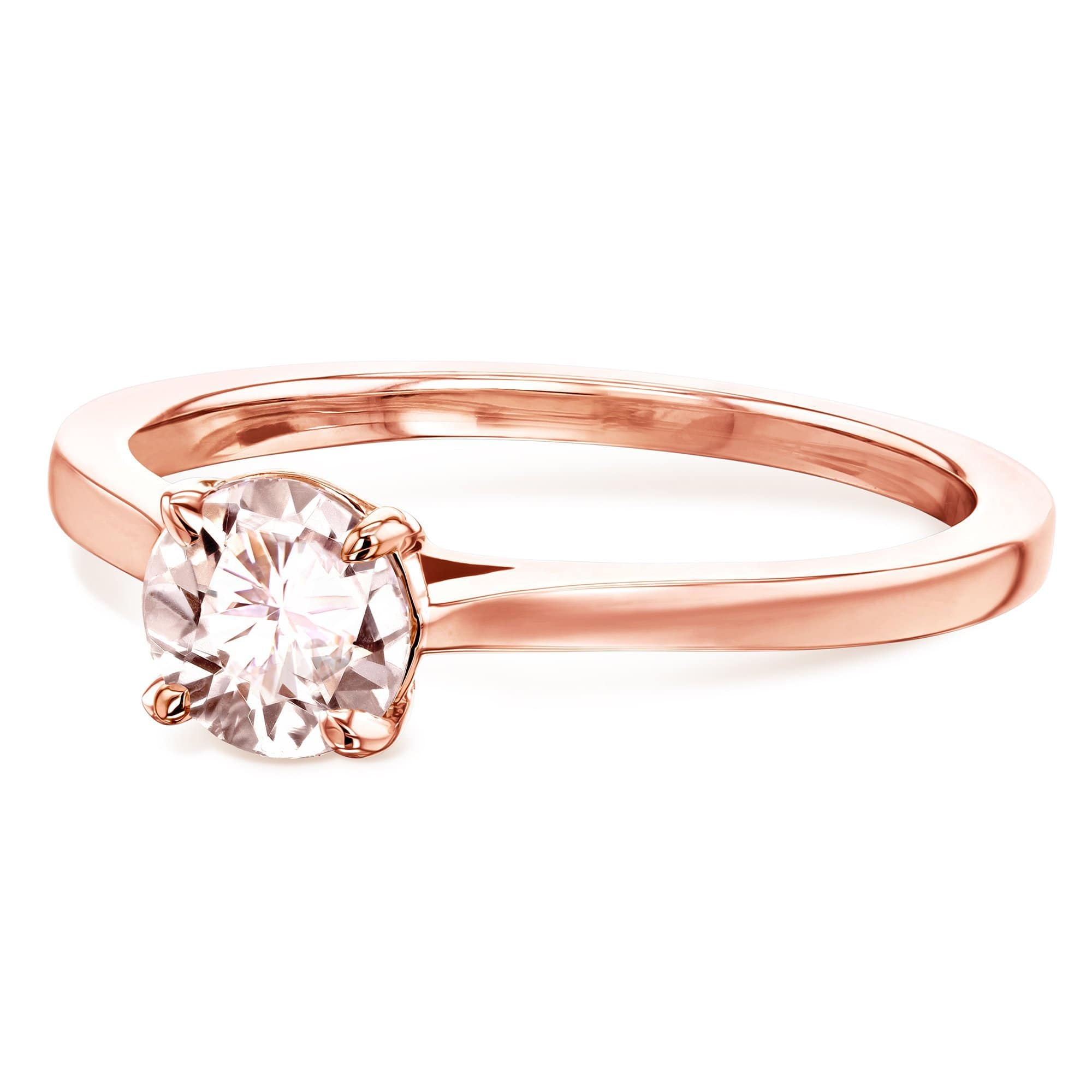 Kobelli 5mm Morganite Pink Gemstone Solitaire Taper Shank Ring in 14k Gold