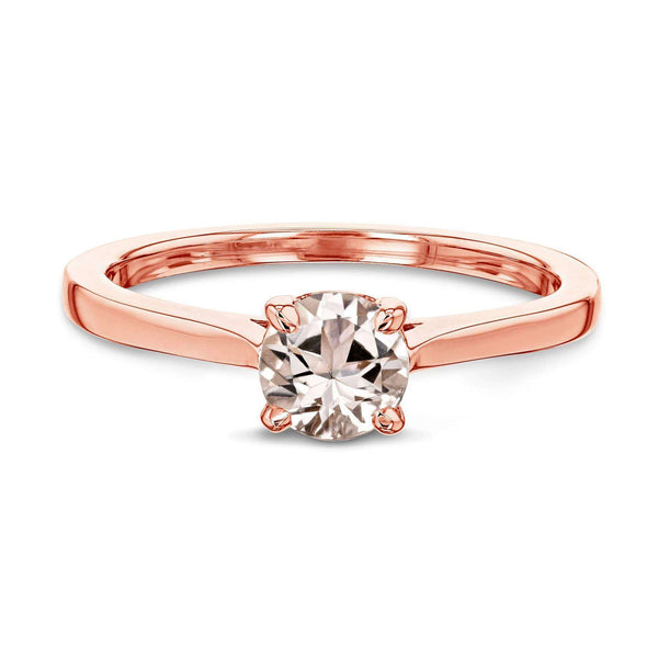 Kobelli 5mm Morganite Pink Gemstone Solitaire Taper Shank Ring in 14k Gold
