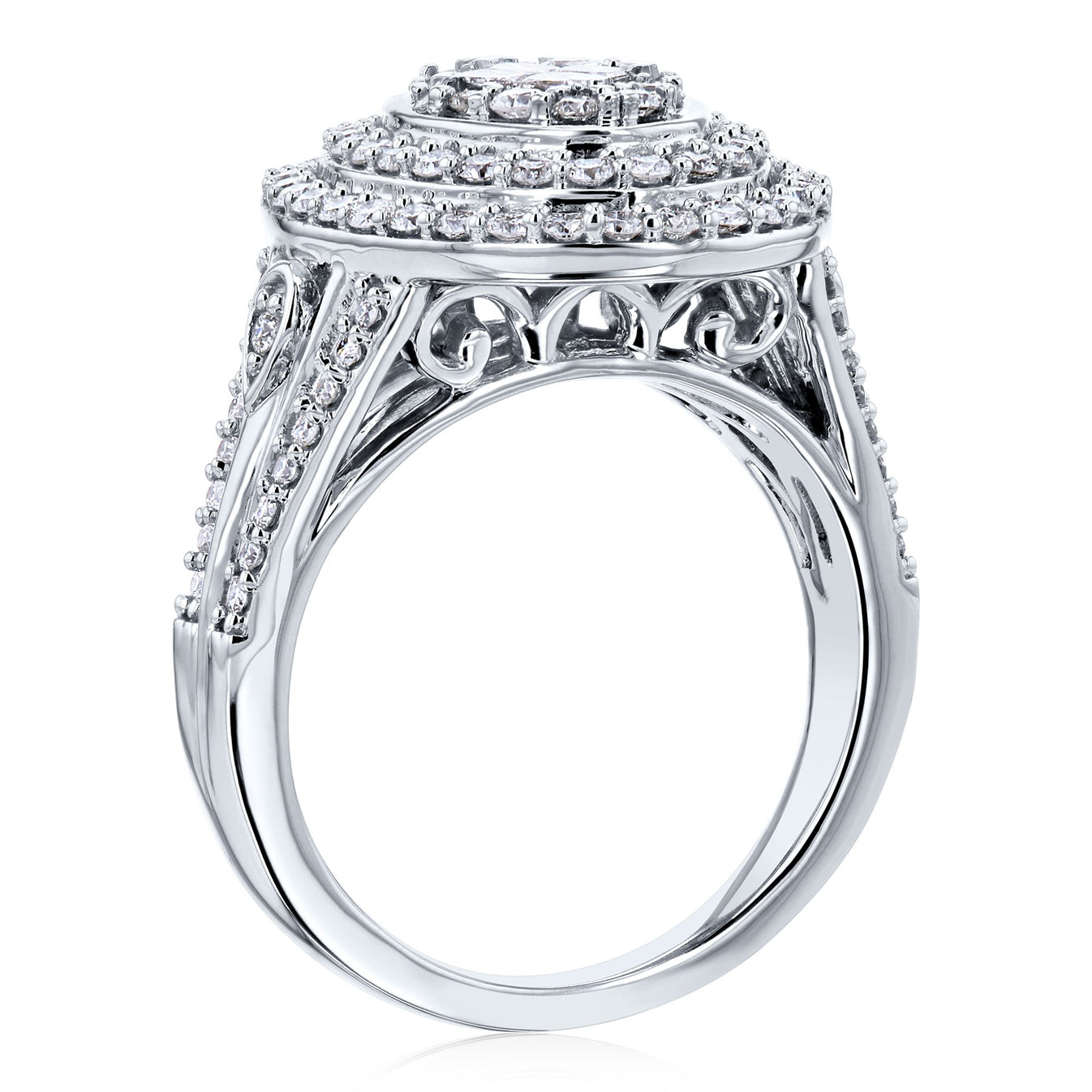Kobelli 1 Carat Oval Diamond Cluster Ring 10k White Gold