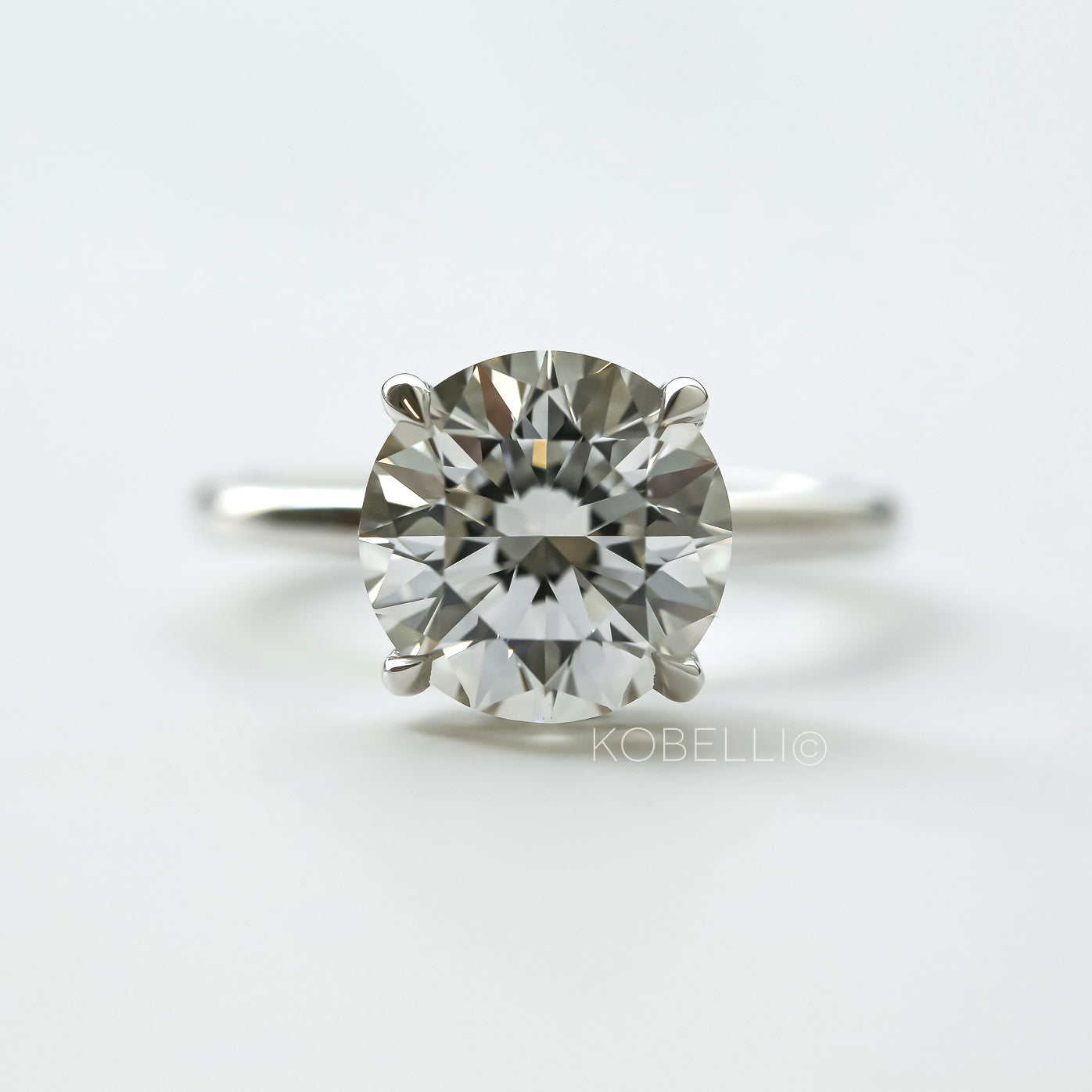 Kobelli Custom Tailored 3ct Round Brilliant Diamond Hidden Halo Ring