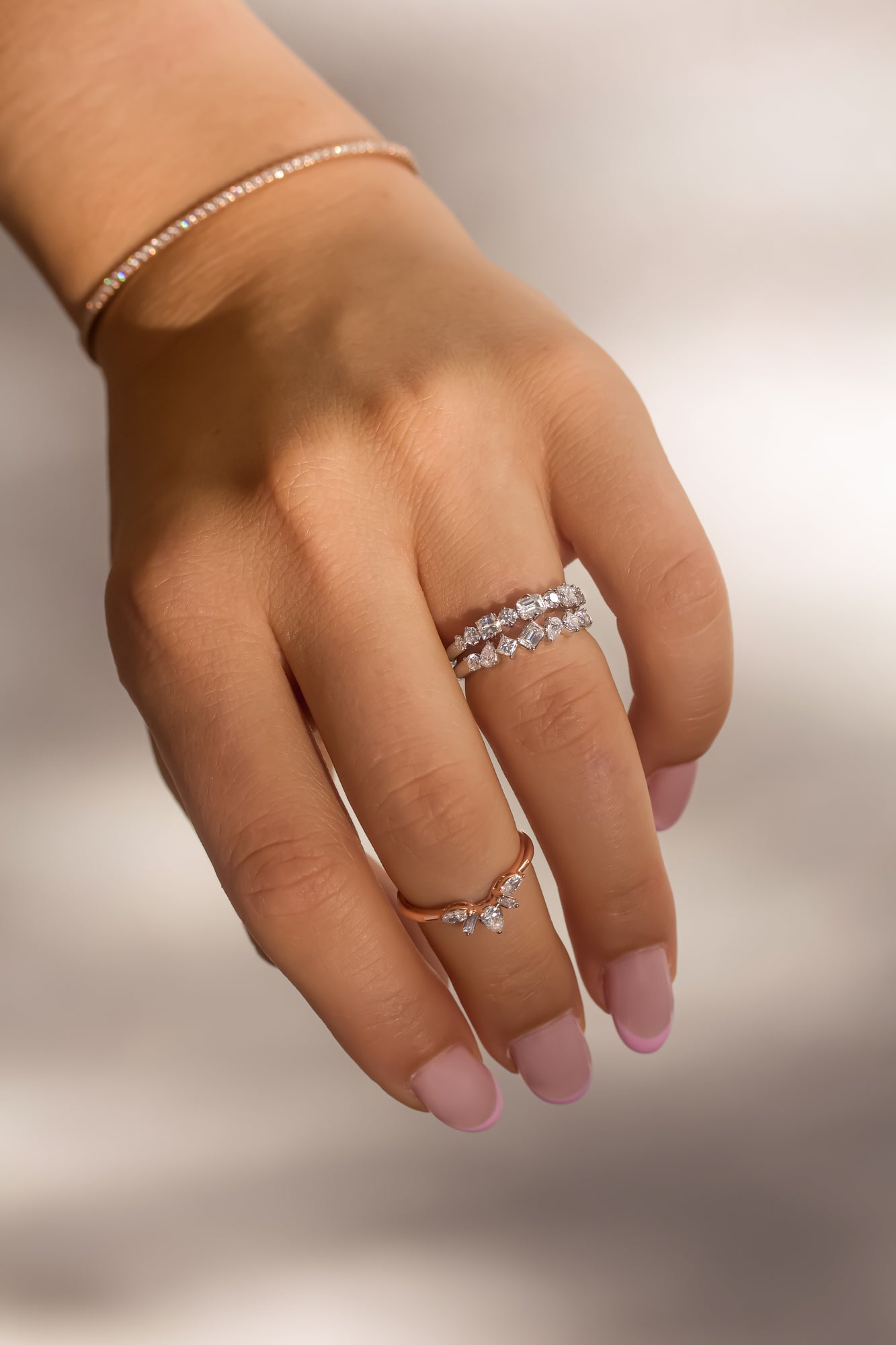 Kobelli 1/3ct.tw Mixed Natural Diamond Shadow Band in 10k Rose Gold ...