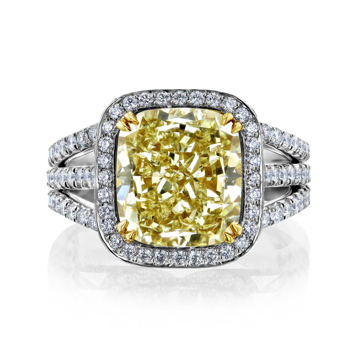5.94ctw Callisto Fancy Yellow Diamond Triple Band Halo Engagement Ring ...