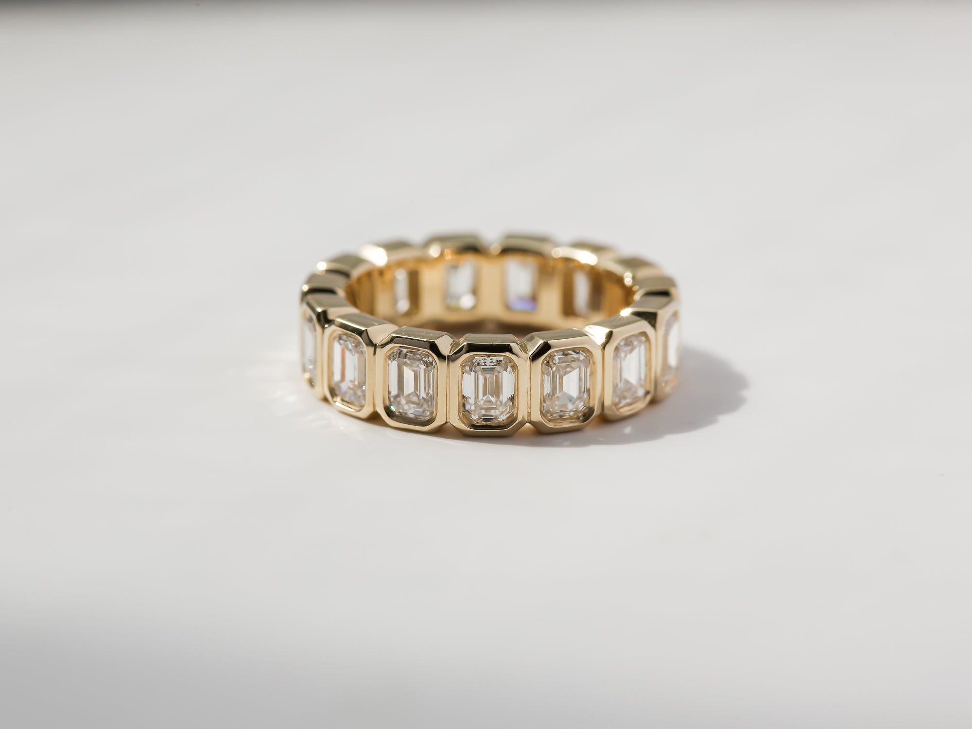 Eternal Emerald-cut Diamond Bezel North-South Eternity Band 14k Gold ...