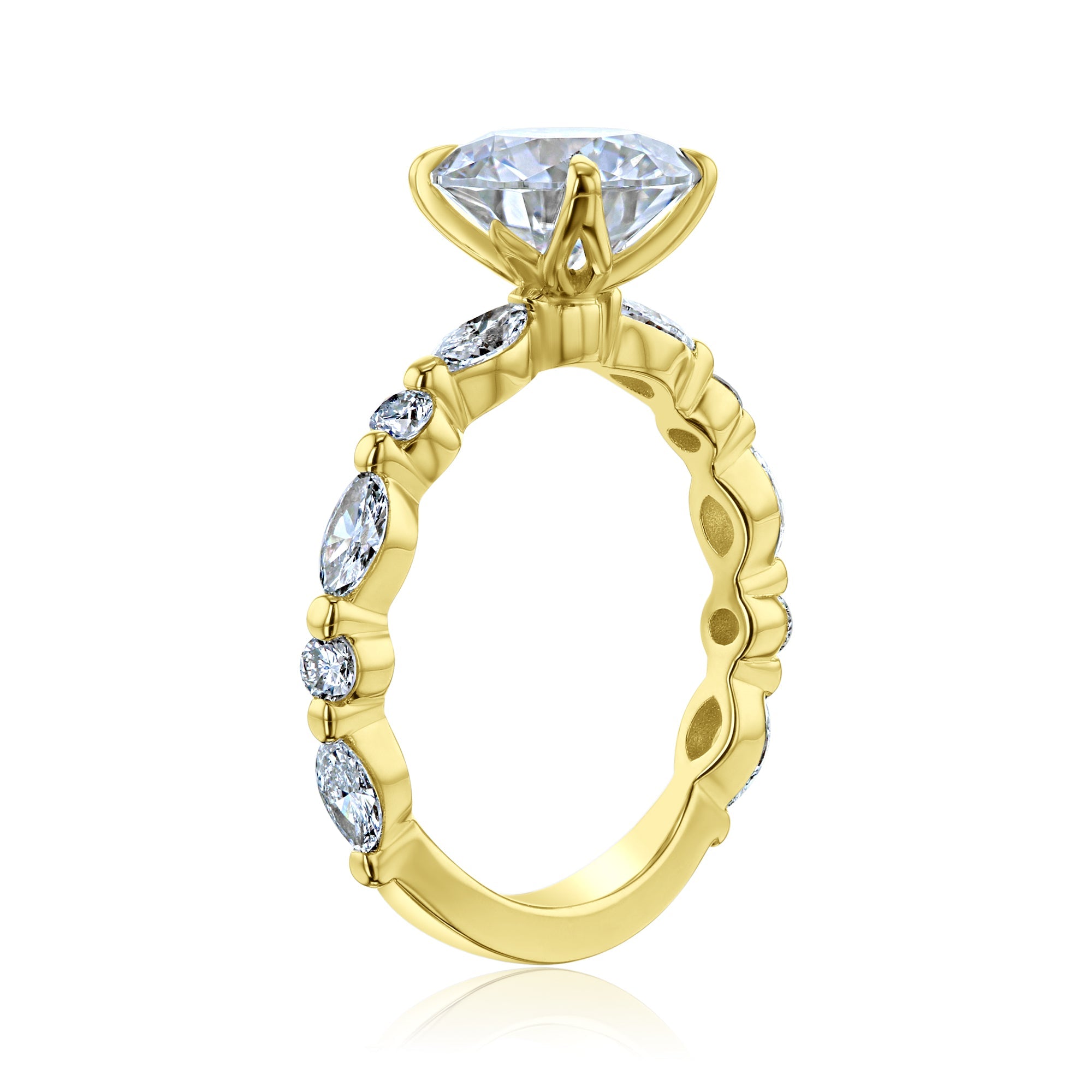 Kobelli 2.53ctw Round Moissanite and Lab Grown Diamonds Scalloped ...