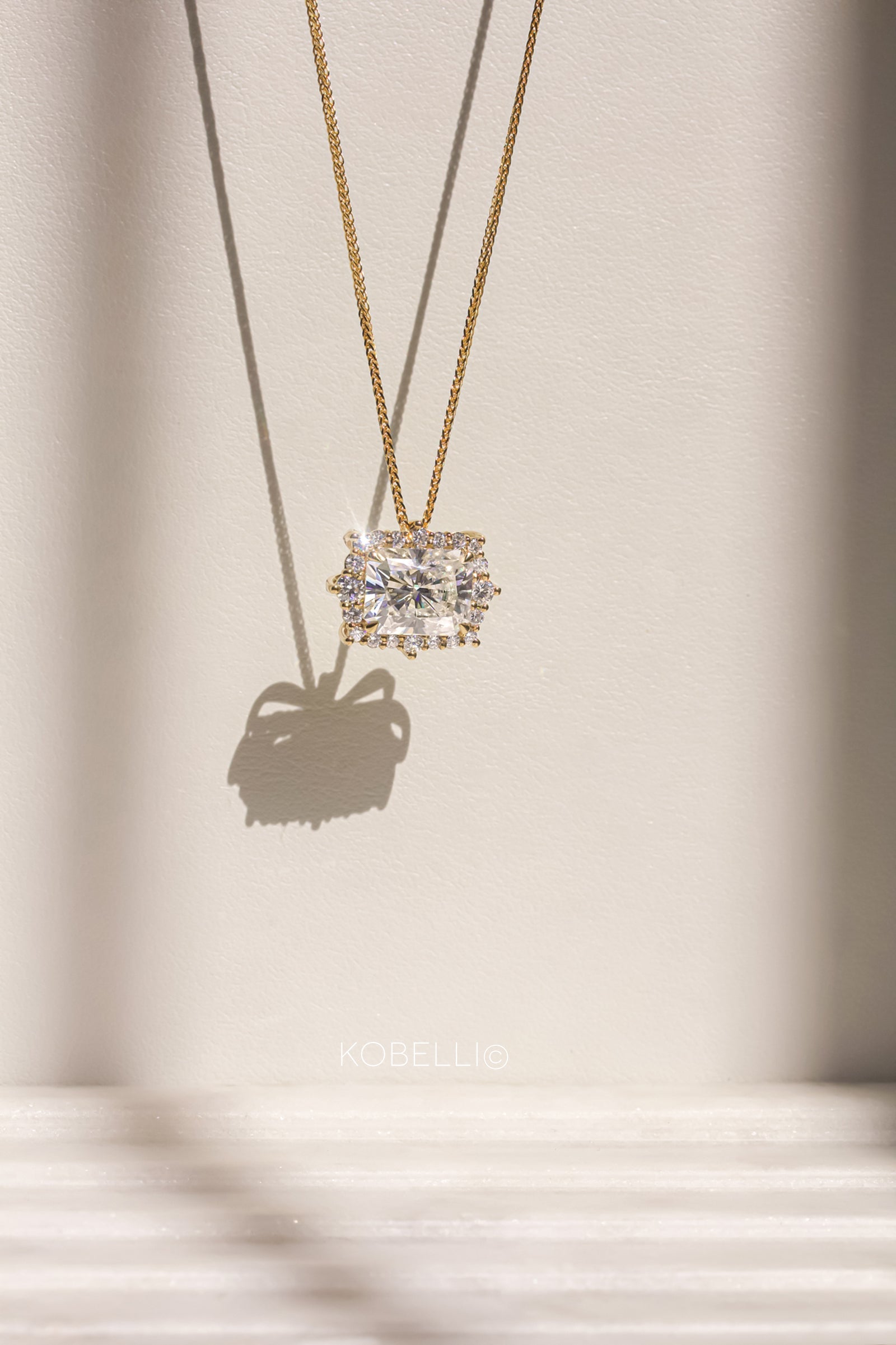 Raina Necklace - 4-2/5ct.tw Radiant Moissanite with Lab Grown Diamond ...