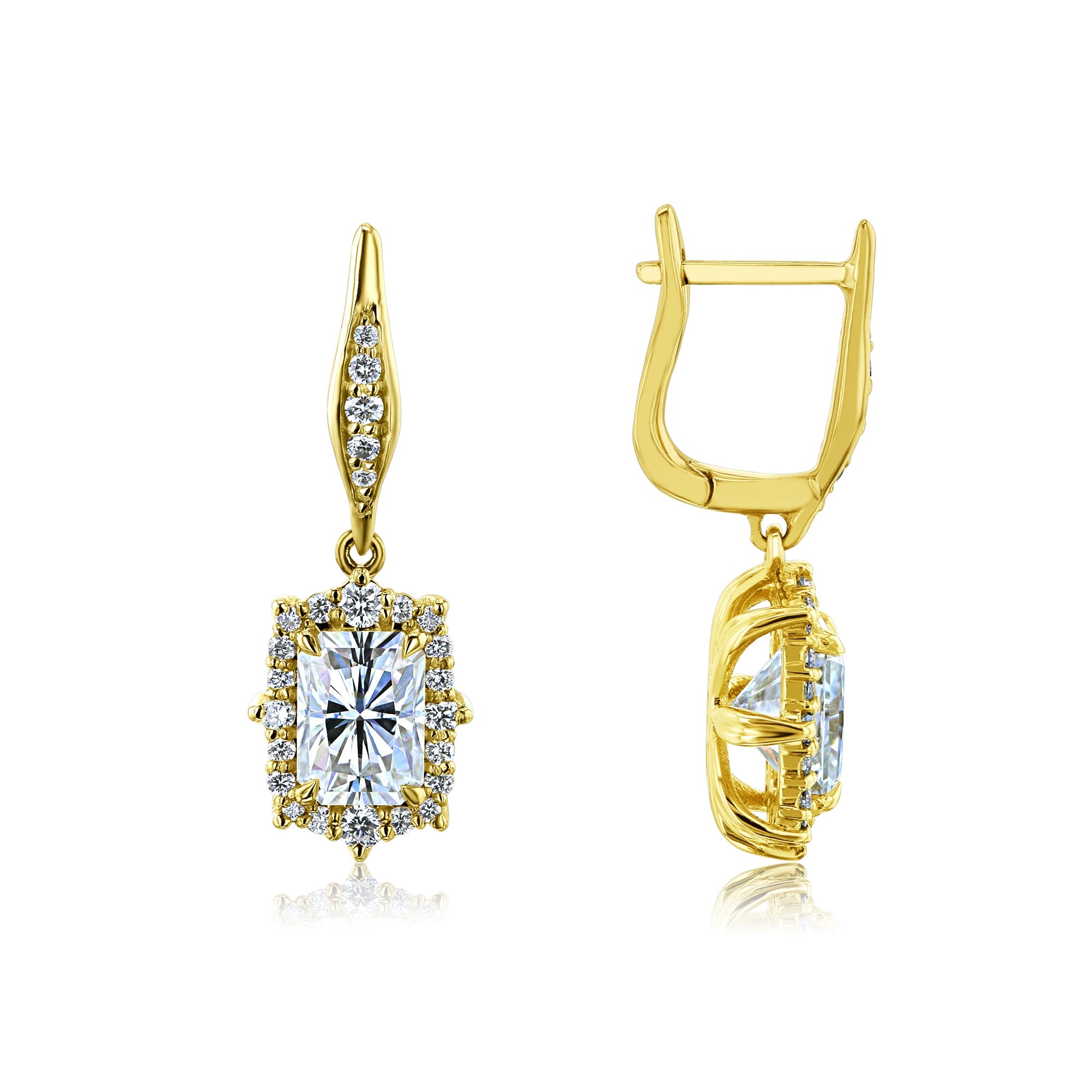 Raina Earrings - 2-4/5ct.tw Radiant Moissanite with Lab Grown Diamond ...