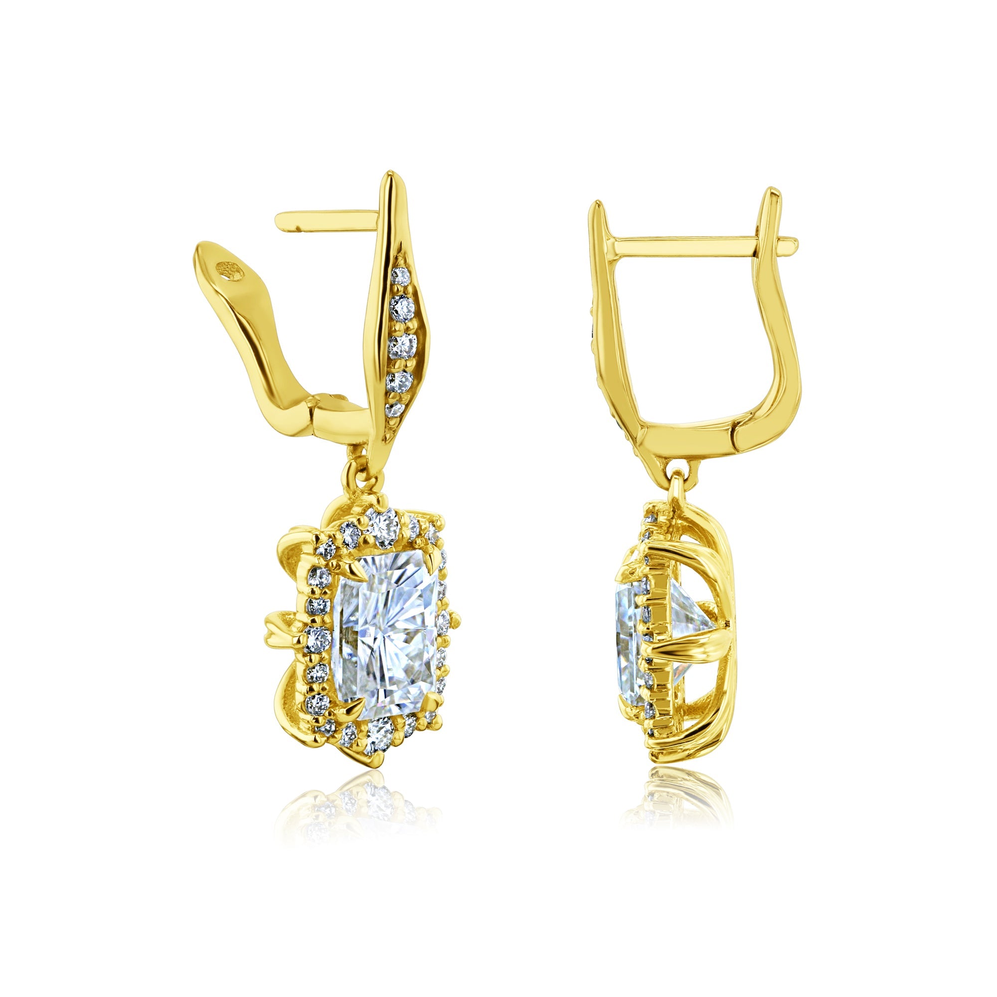 Raina Earrings - 2-4/5ct.tw Radiant Moissanite with Lab Grown Diamond ...