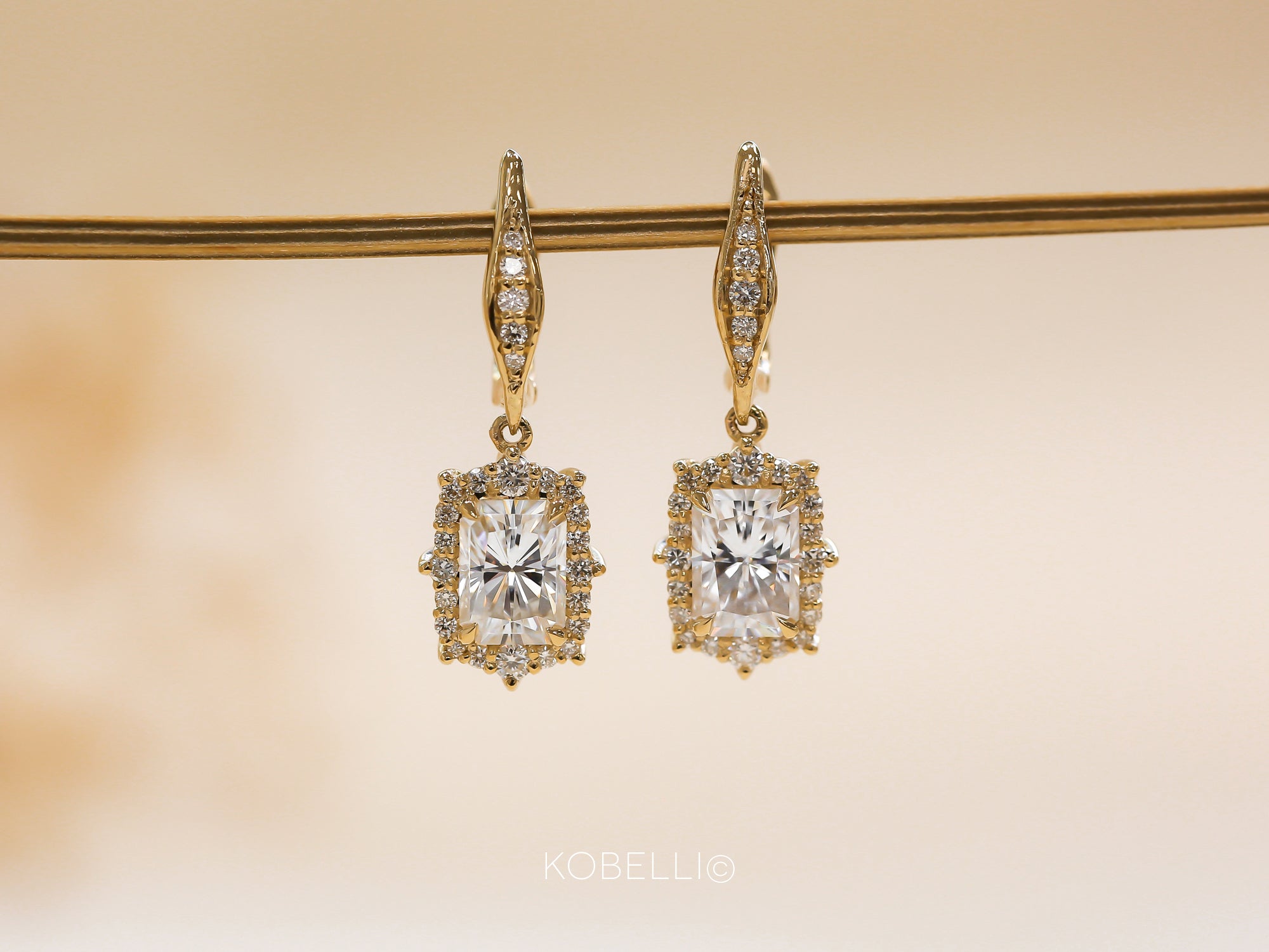 Raina Earrings - 2-4/5ct.tw Radiant Moissanite with Lab Grown Diamond ...