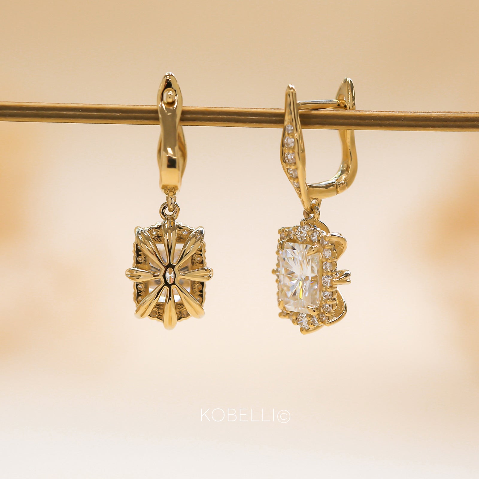 Raina Earrings - 2-4/5ct.tw Radiant Moissanite with Lab Grown Diamond ...
