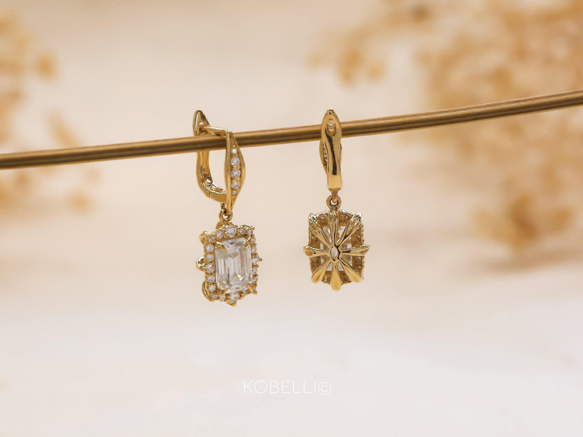 Raina Earrings - 2-4/5ct.tw Radiant Moissanite with Lab Grown Diamond ...