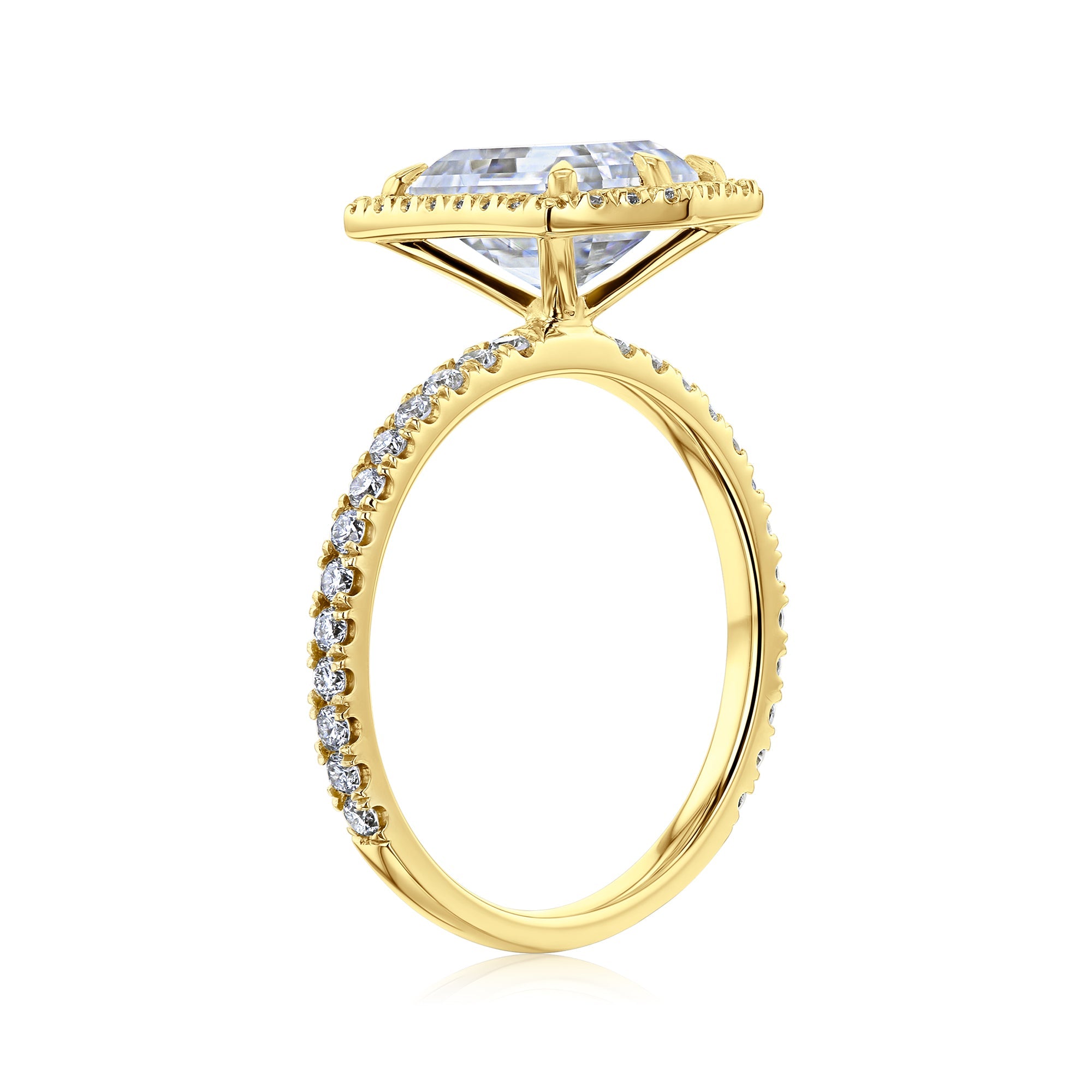 2.95ctw Large Hexagon Halo - 2.45ct Round Moissanite & 0.50ct Diamond ...