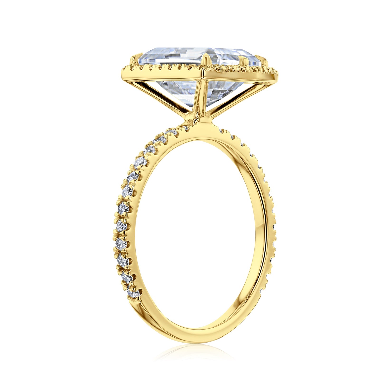 4.05ctw Extra Large Hexagon Halo - 3.50ct Round Moissanite & 0.50ct ...